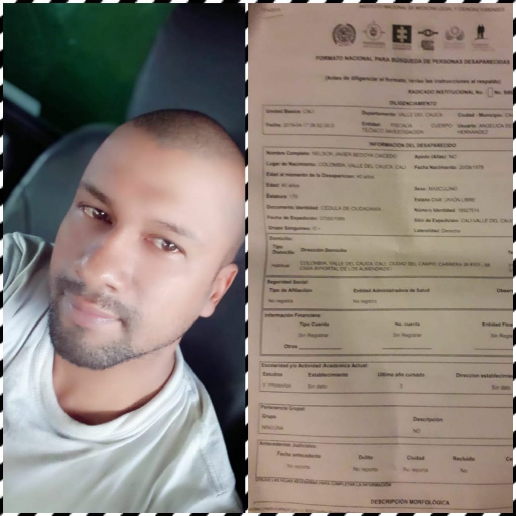 Nelson Javier Bedoya desparecido en Cali